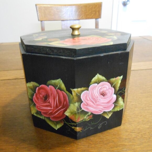 Accents | Tole Decorated Wooden Box With Lid Octagon | Poshmark